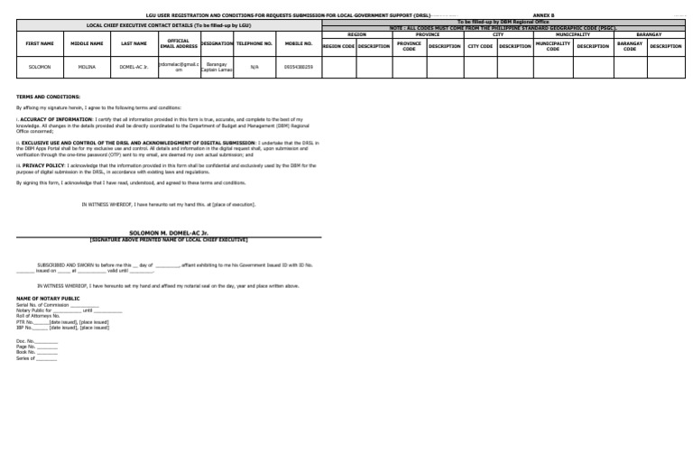 LGU User Registration & Terms for DRSL | PDF | Access Control ...