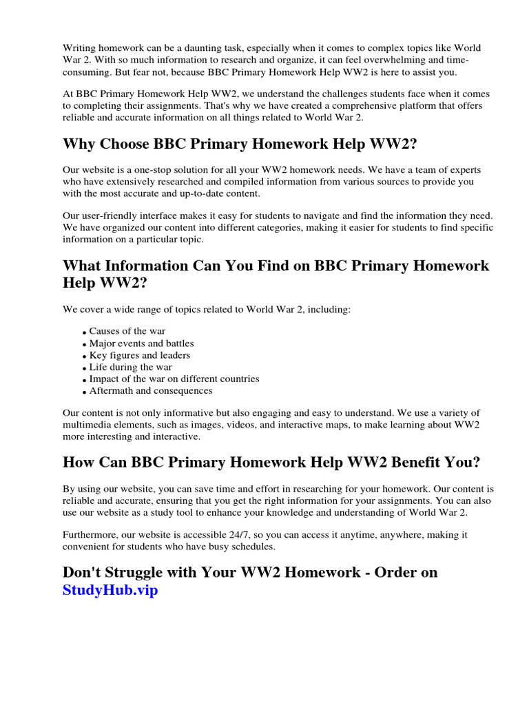 BBC Primary Homework Help Ww2 | PDF | World War II | Nazi Germany