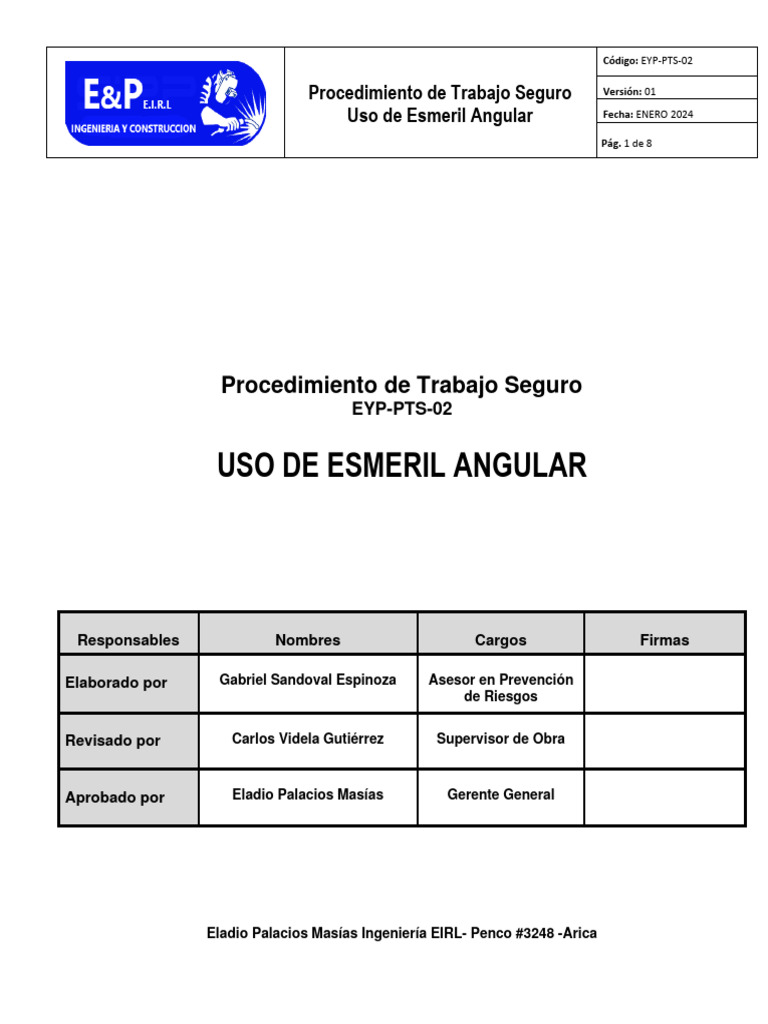 EYP-P-OPR-02_ USO DE ESMERIL ANGULAR | PDF