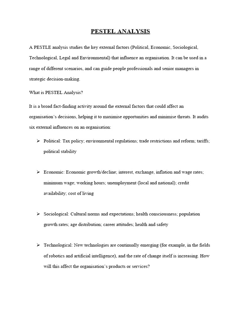 Pestel Analysis | PDF | Cost Of Living | Economics