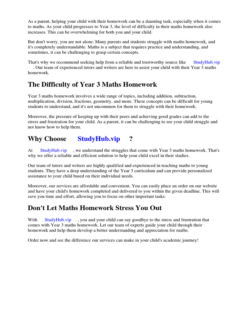 Year 3 Maths Homework Help | PDF | Worksheet | Homework