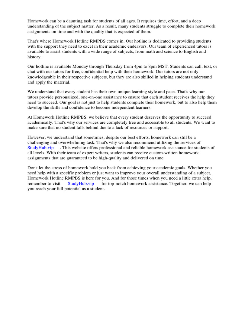 Homework Hotline Rmpbs | Download Free PDF | Homework