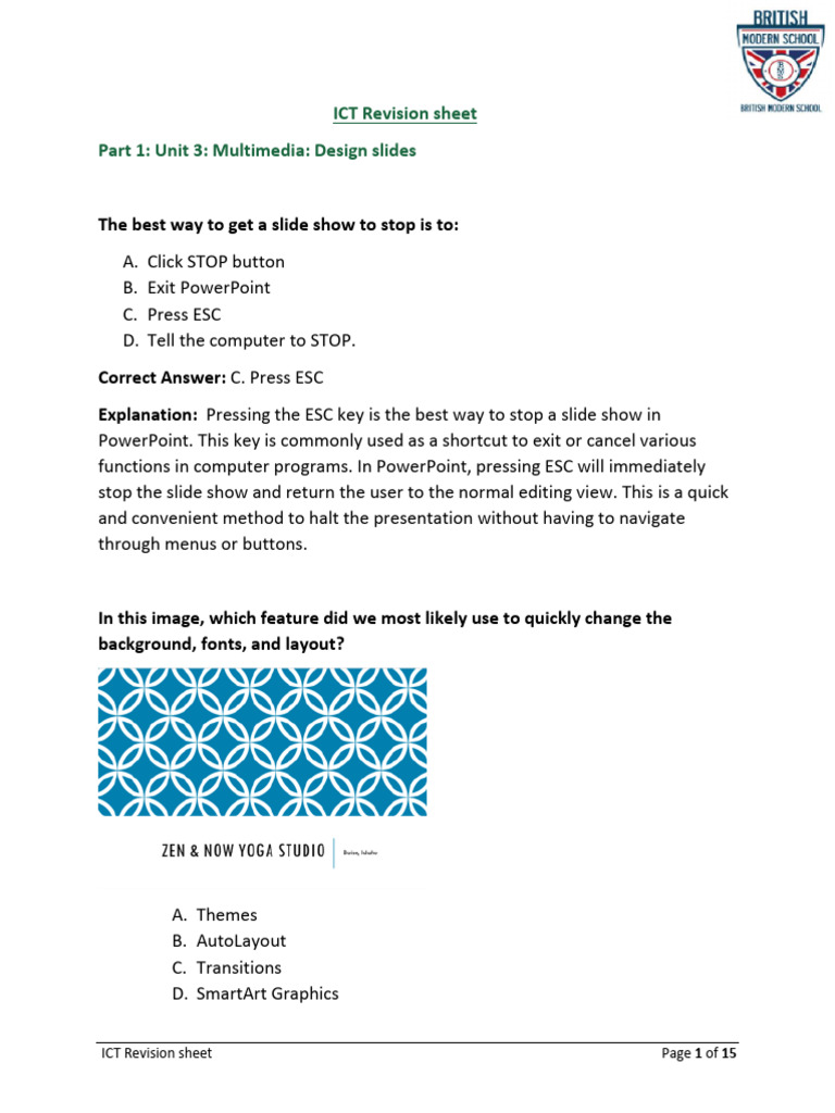 ICT Revision Sheet | PDF | Page Layout | Microsoft Power Point
