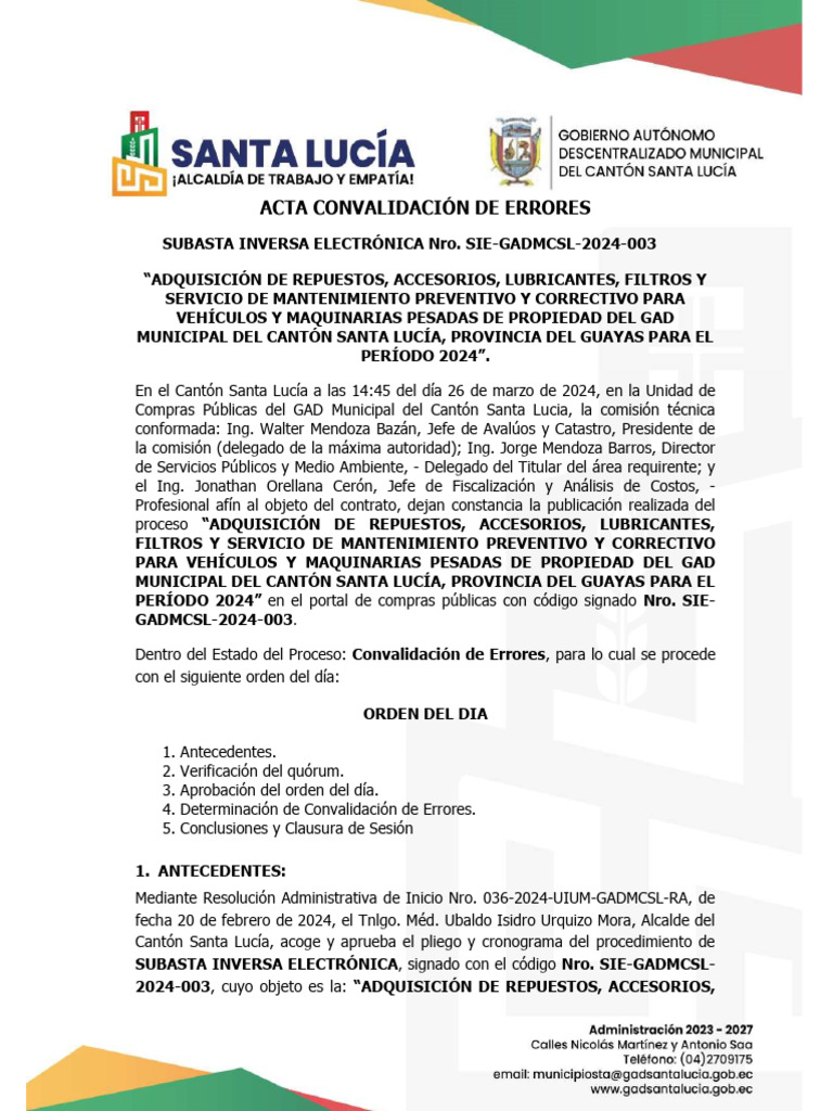 ACTA DE CONVALIDACION DE ERRORES Signed | PDF | Gobierno