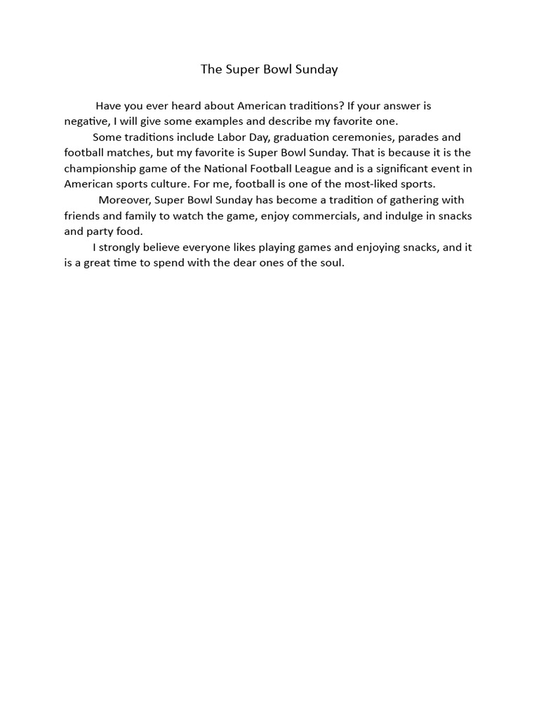 Super Bowl Sunday: A Beloved Tradition | PDF | Sports & Recreation ...