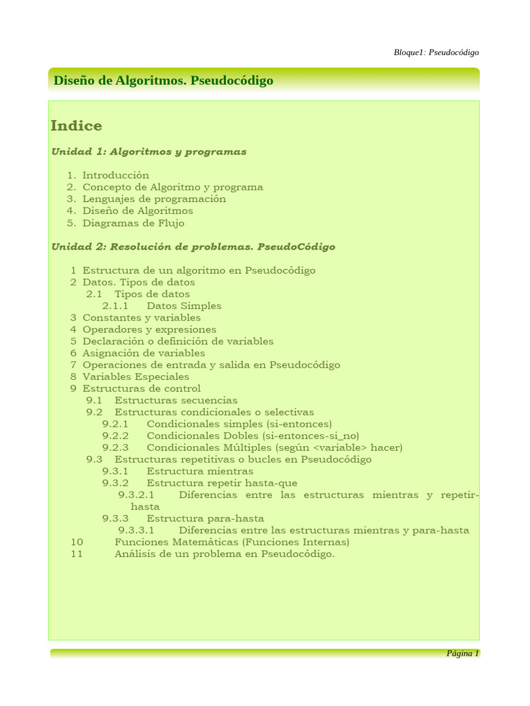 Diseño de Algoritmos _ Pseudocódigo | PDF | Algoritmos | Programa de computadora