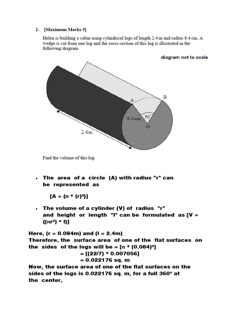 Volume Calculation of Cylindrical Logs | PDF | Science & Mathematics