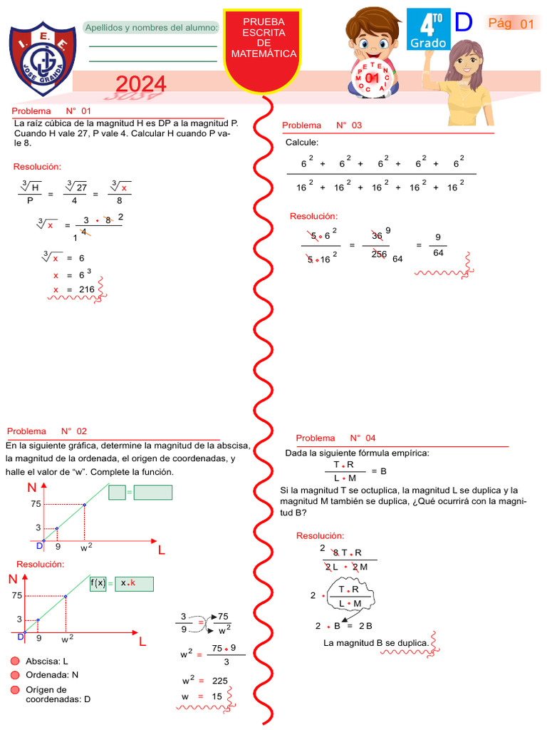 01 Solucionario Examen 4d | PDF | Matemáticas | Matemática Elemental