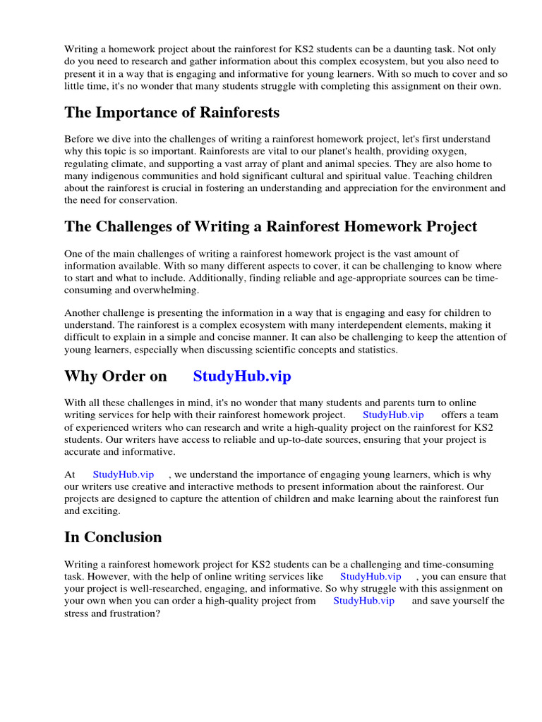 Rainforest Homework Project Ks2 | PDF | Rainforest | Amazon Rainforest