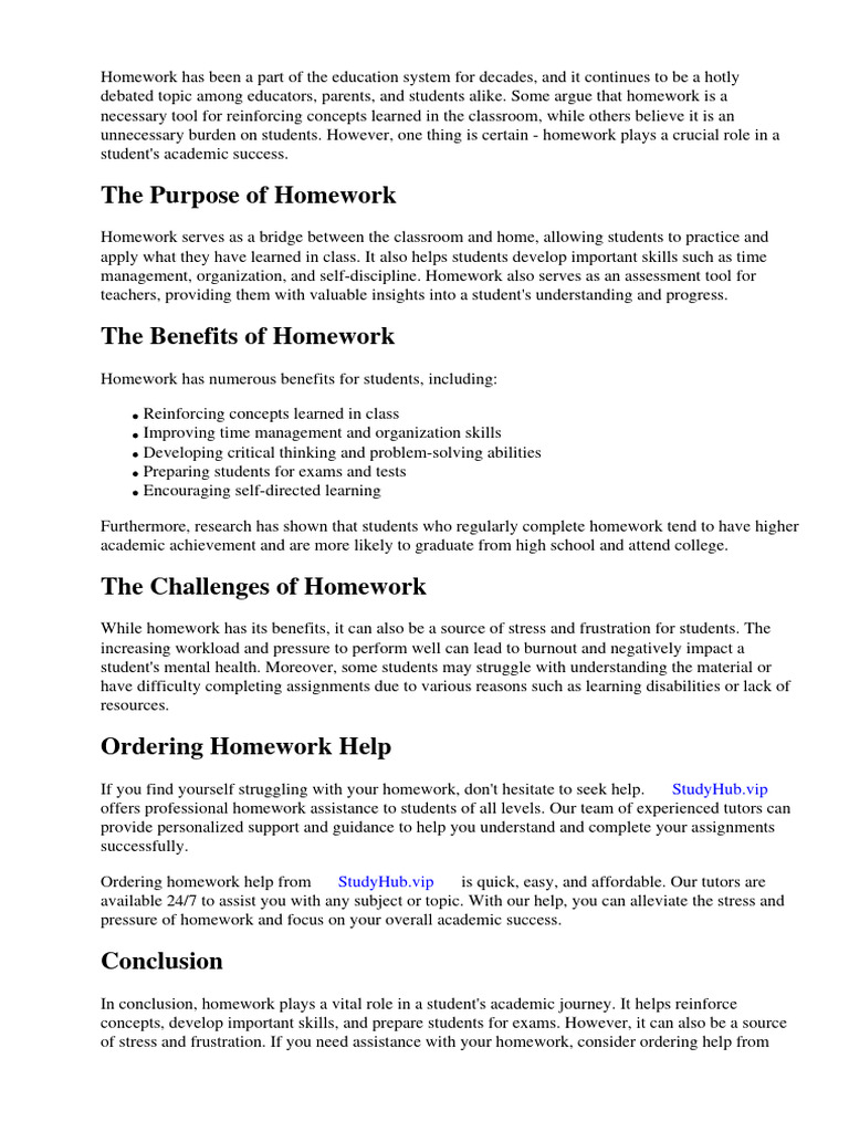 Importance of Homework PDF | PDF | Homework | Learning