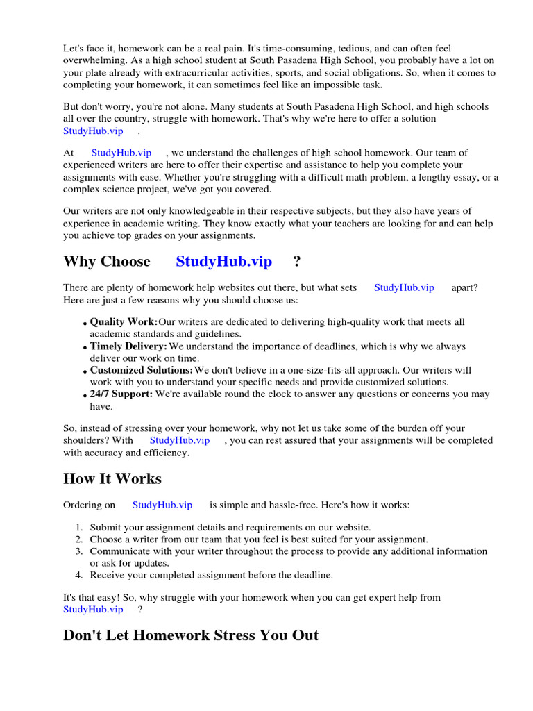 South Pasadena Homework Help | PDF | Homework | Teachers
