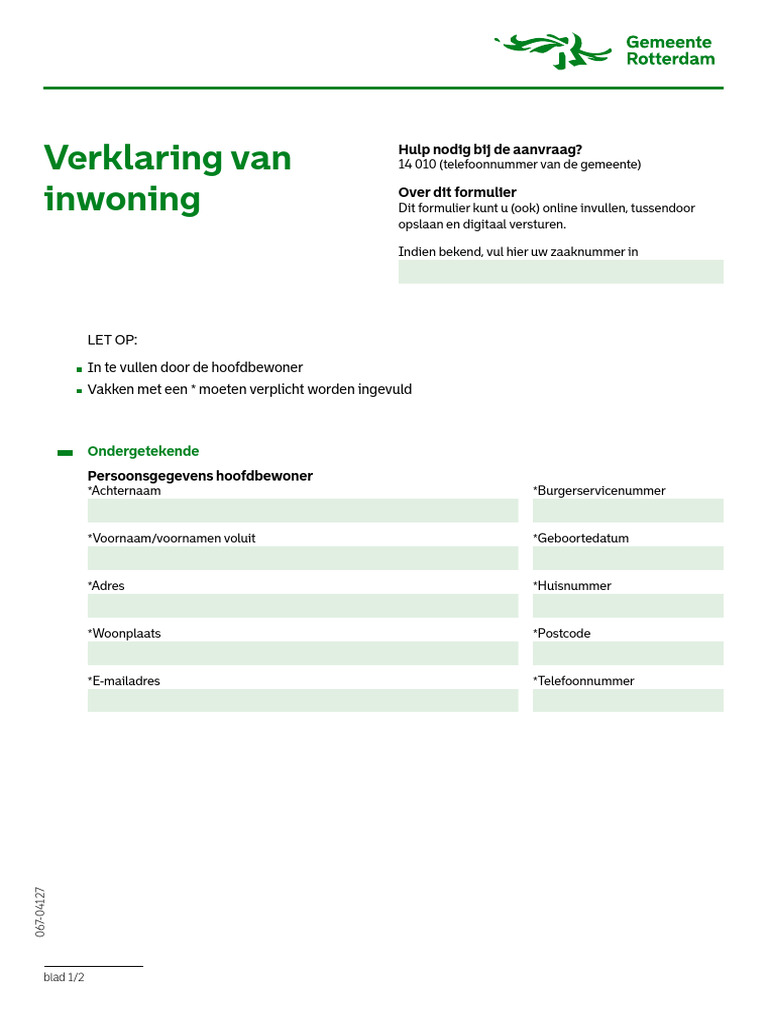 Verklaring Van Inwoning | PDF