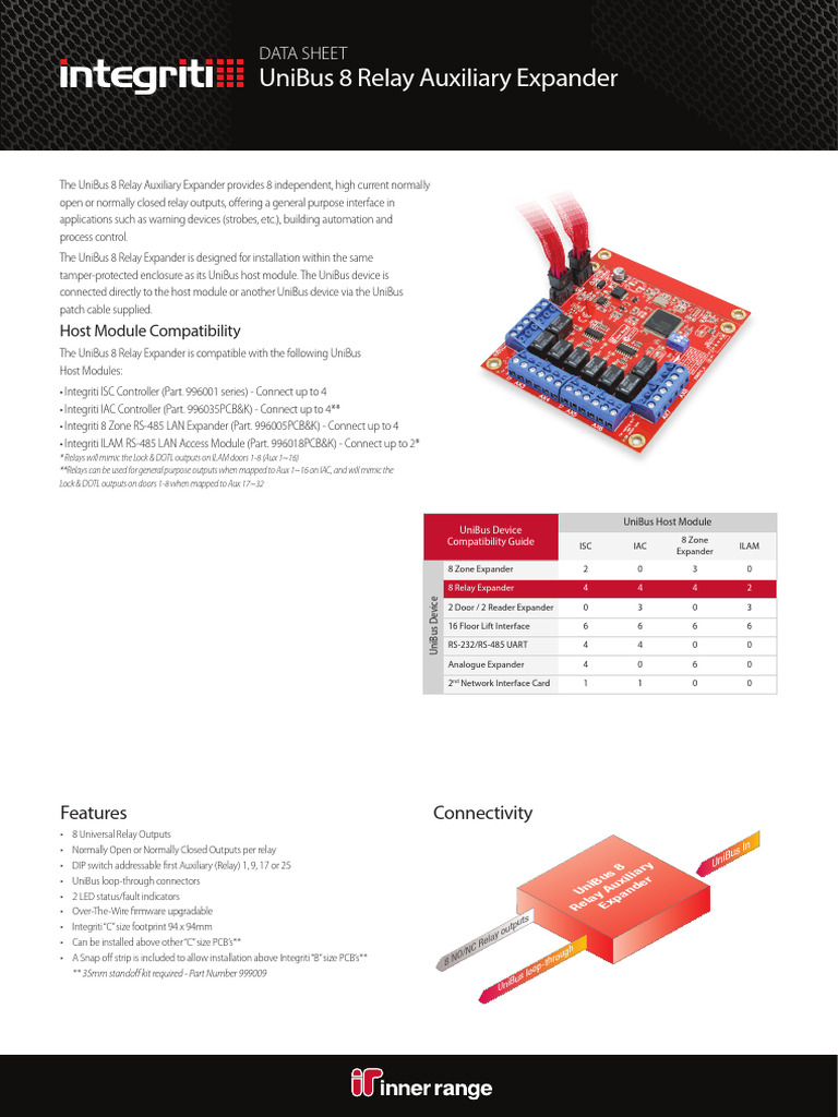 5742-Datasheet-Unibus 8relay Auxiliary Expander | PDF | Relay | Amplifier