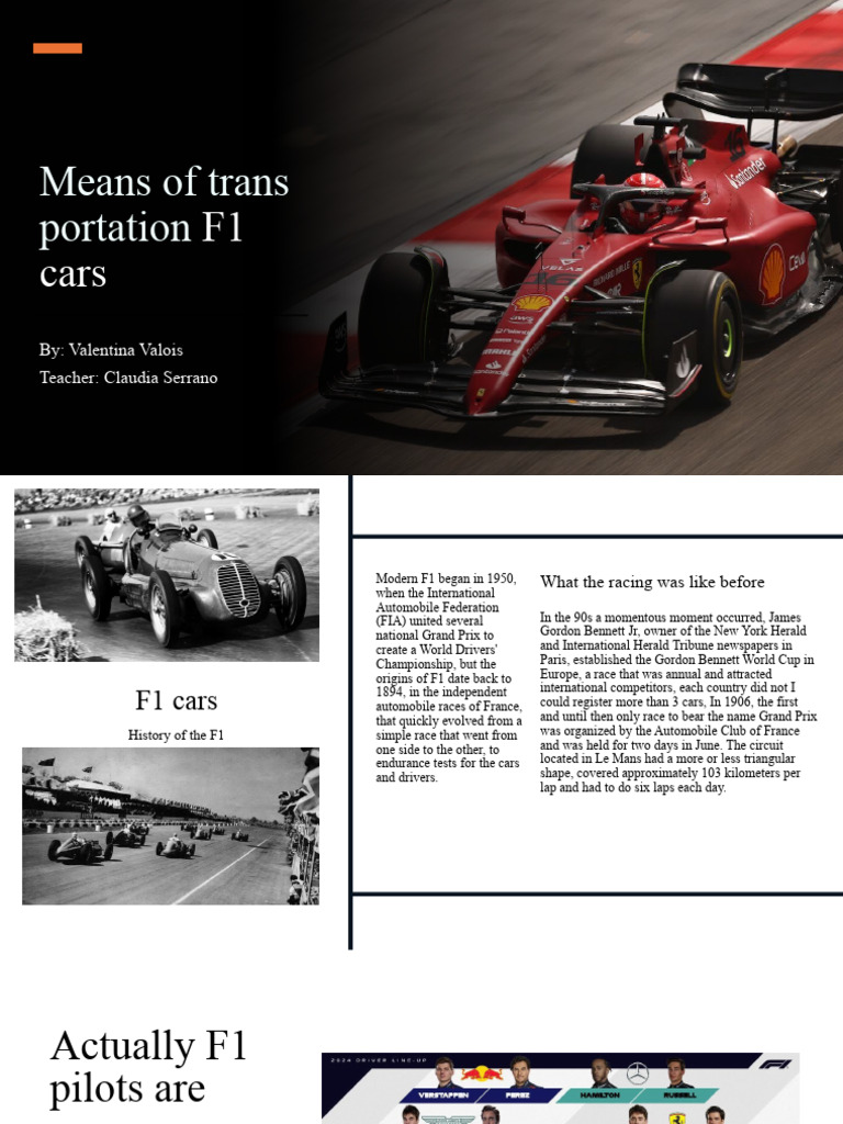 Means of Trans Portation: F1 Cars | PDF | Formula One | Auto Racing