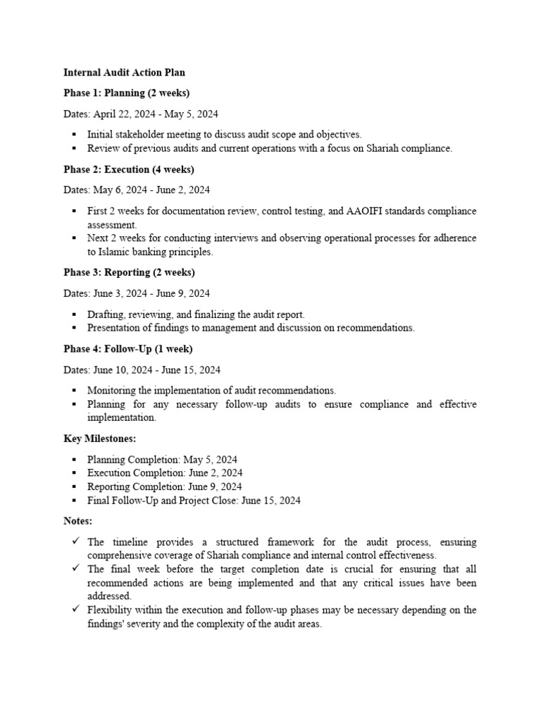 Internal Audit Action Plan | PDF | Business | Technology & Engineering