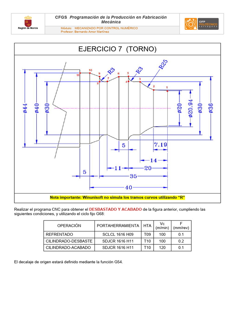 Ejercicio 7 (Torno) : CFGS Programación de La Producción en Fabricación | PDF