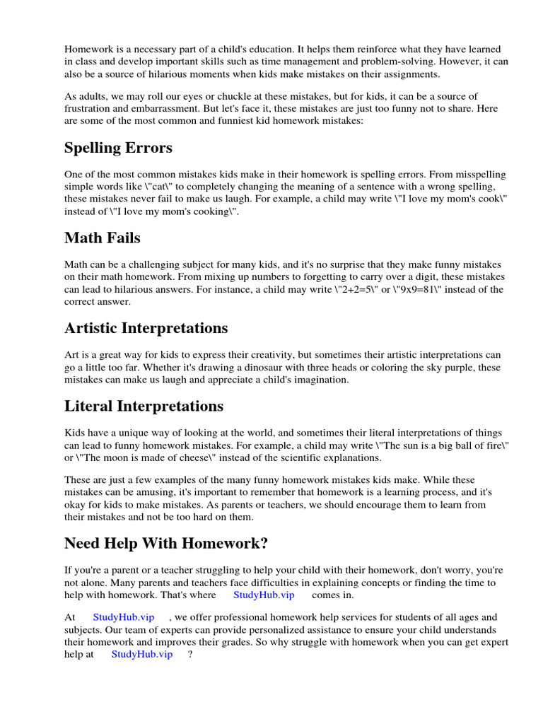 Funny Kid Homework Mistakes | PDF | Homework | Artificial Intelligence