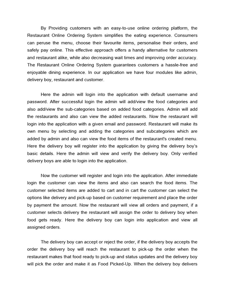 Restaurant Food Ordering System | PDF