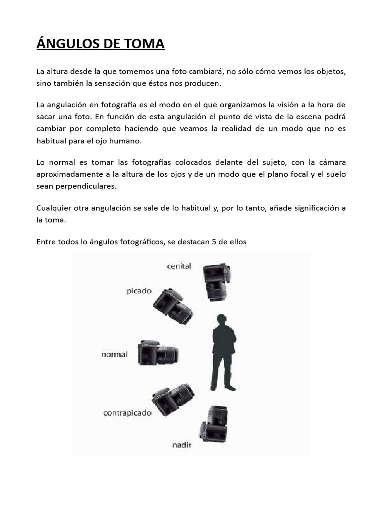 Tipos de ángulos en fotografía | PDF | Hogar, jardinería y bricolaje