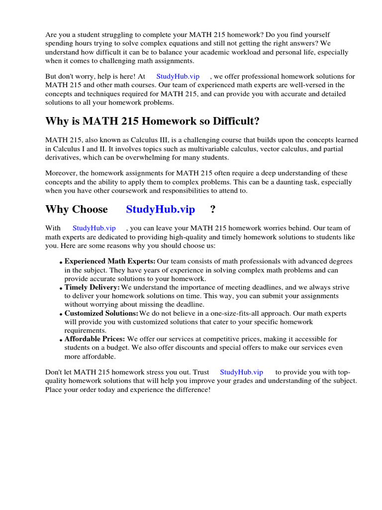 Math 215 Homework Solutions | PDF | Mathematics | Homework
