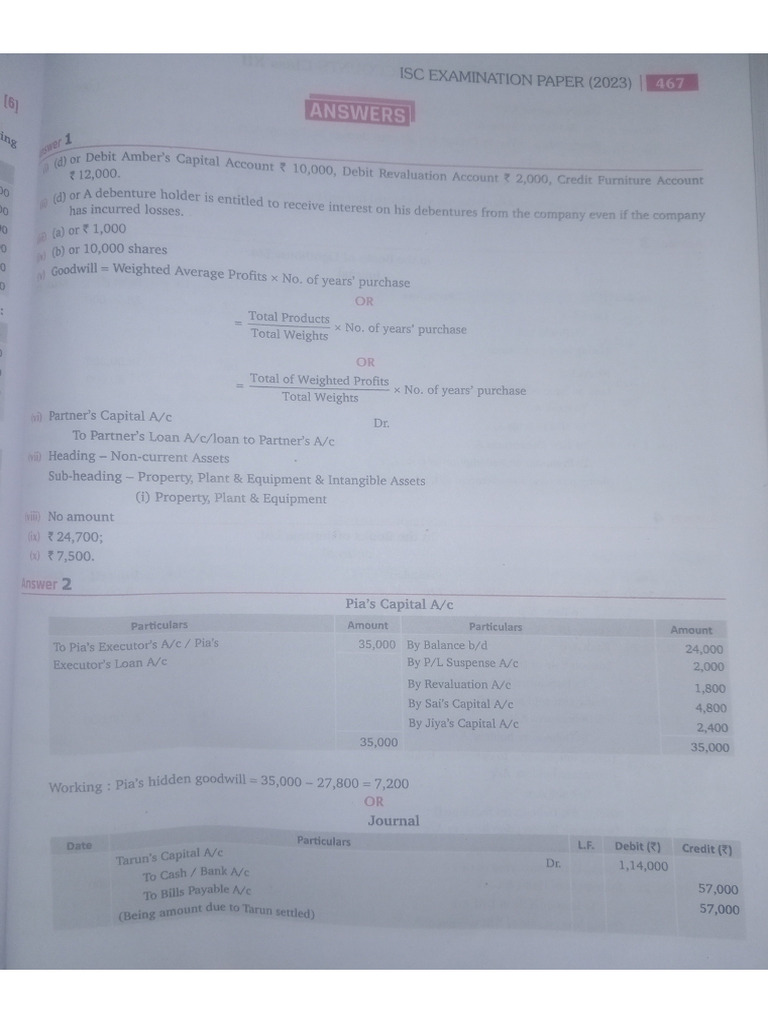 ISC examination paper 2023 Answers | PDF