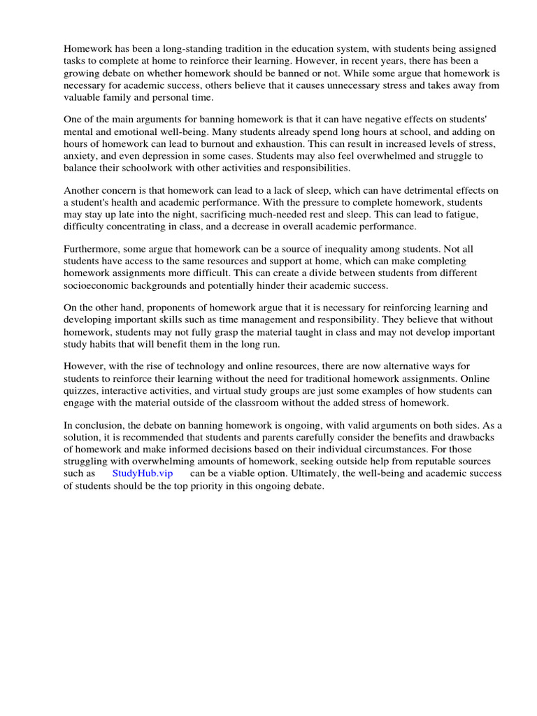Homework Being Banned Debate | PDF | Homework | Teachers