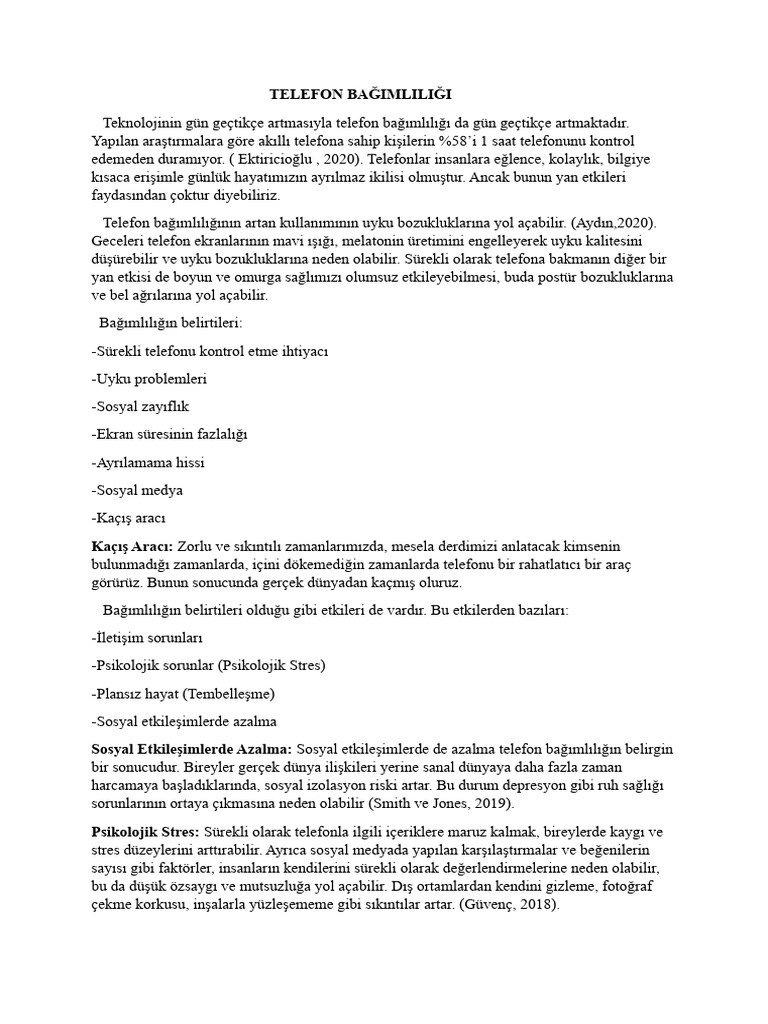 Telefon Bağimliliği | PDF