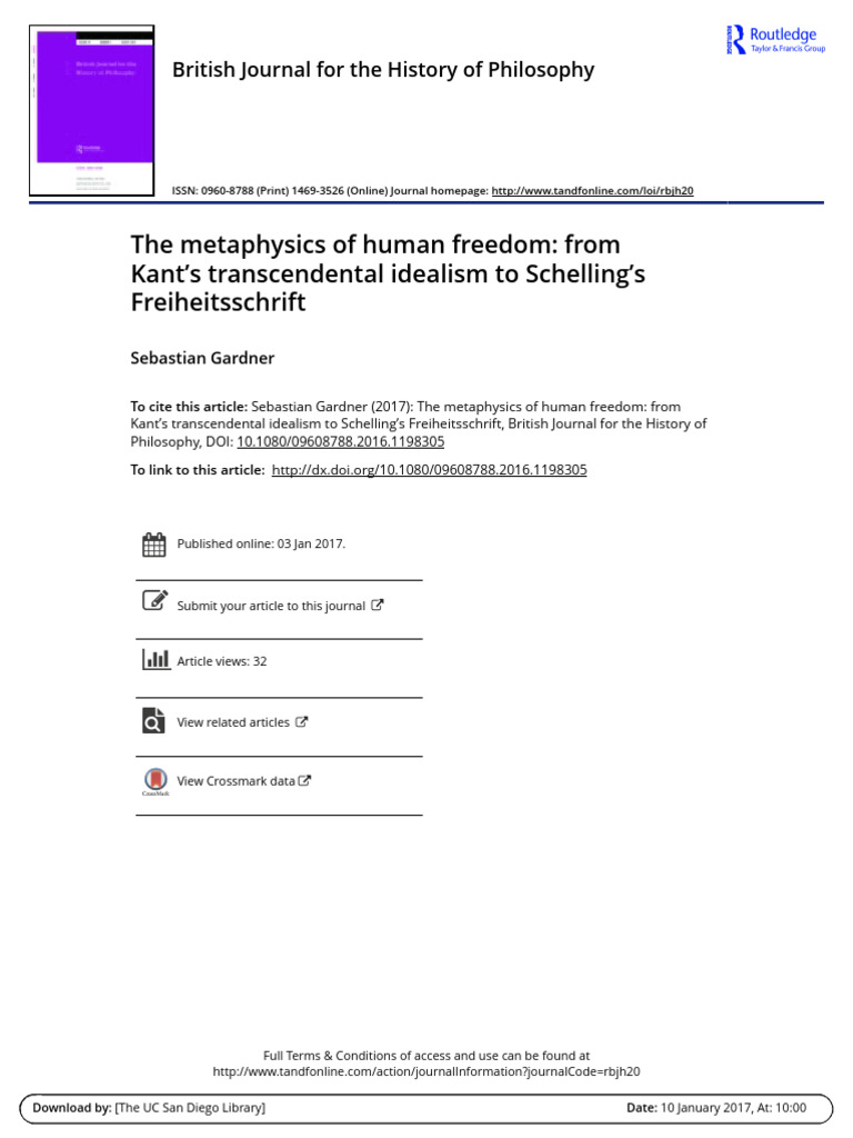 (Gardner) The Metaphysics of Human Freedom | PDF | Immanuel Kant | Noumenon