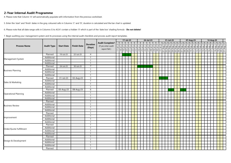 ISO9001+ISO14001 Internal Audit Programme Sample | PDF