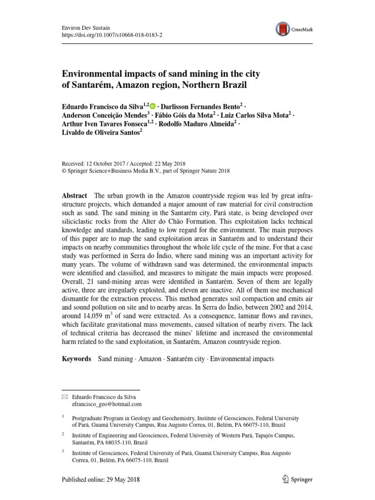 Environmental Impacts of Sand Mining in The City | PDF | Erosion | Mining
