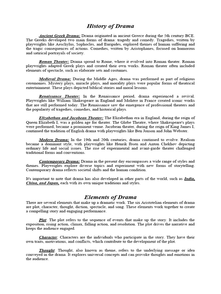 History and Elements of Drama | PDF | Theatre | Tragedy