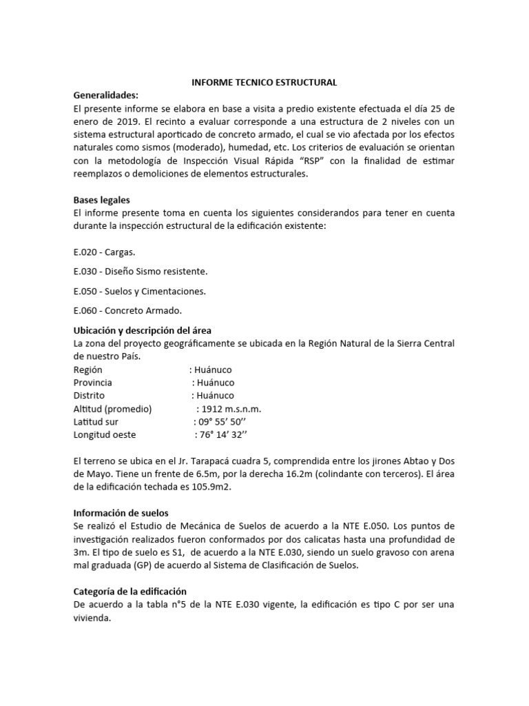 Informe Estructural 2019 | PDF | Hormigón | edificio