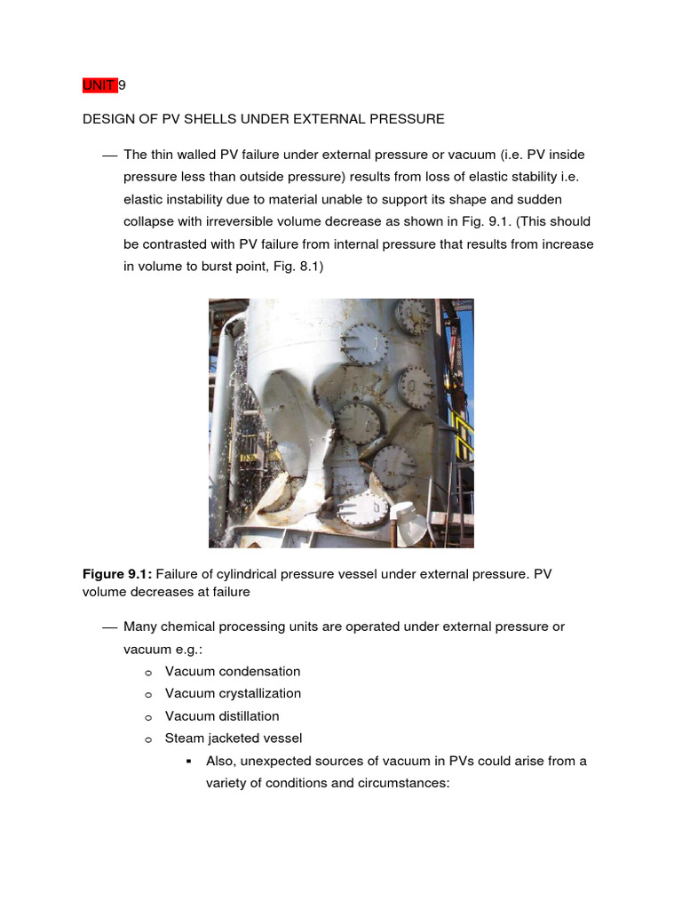 Unit 9, 10 Design of PV Shells Under External Pressure | PDF | Fracture ...
