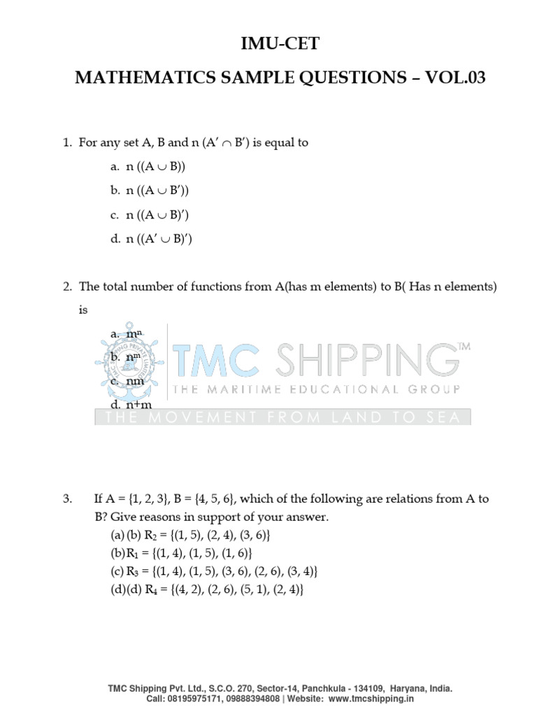 Math IMU CET Sample Questions 04 | PDF | Triangle | Mathematical Objects