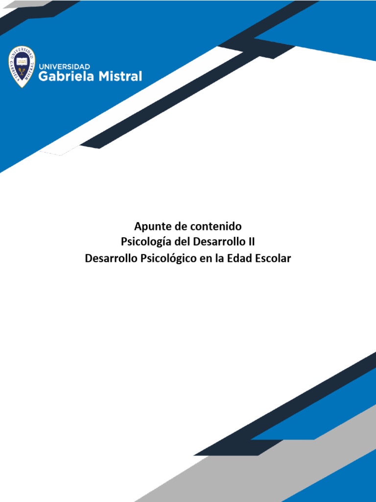 Apunte de Contenido Psicología Del Desarrollo II Desarrollo Psicológico en La Edad Escolar | PDF ...