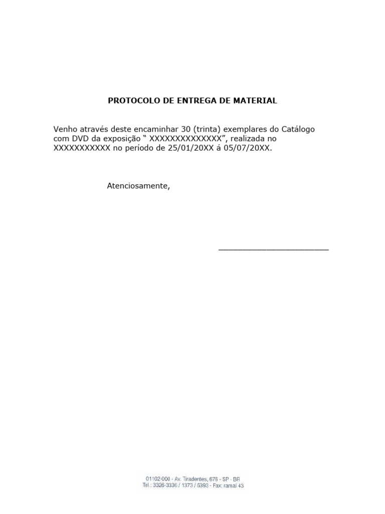 Modelo Protocolo de Entrega de Material | PDF