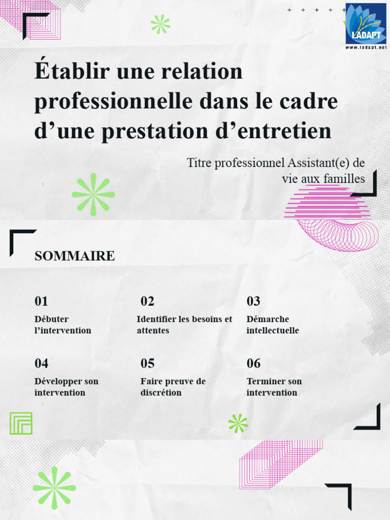 Établir Une Relation Professionnelle Dans Le Cadre D'une Prestation D ...