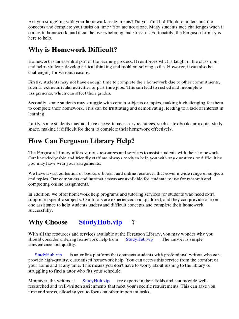 Ferguson Library Homework Help | PDF | Libraries | Public Library