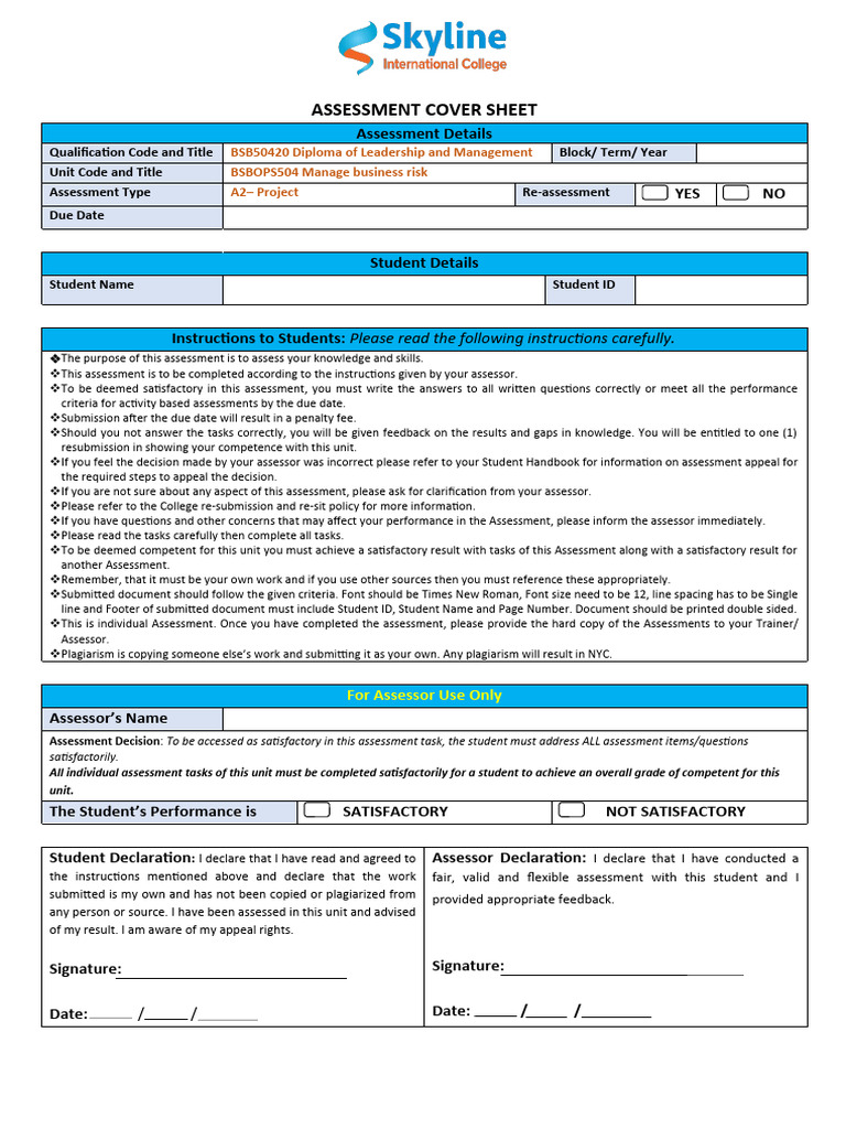 ARA 1963 BSBOPS504 Assessment2 Project | PDF | Risk | Risk Management