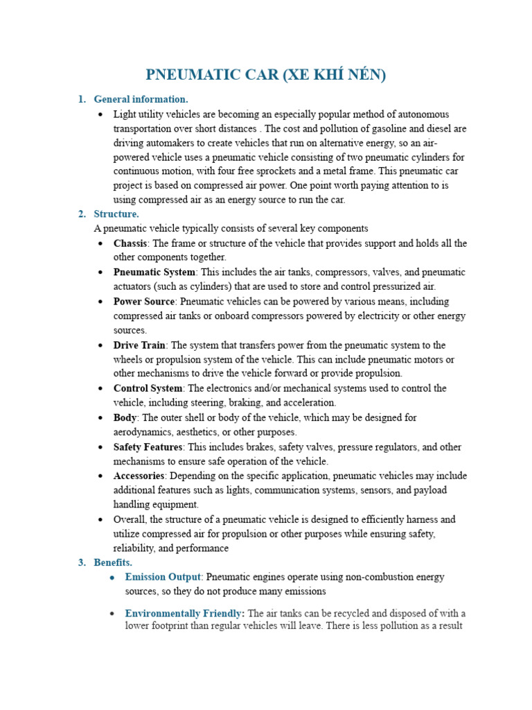 Pneumatic Car | PDF | Vehicles | Car
