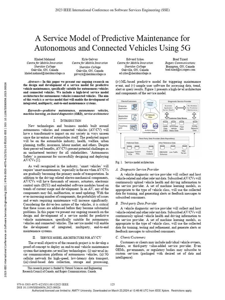 A Service Model of Predictive Maintenance For Autonomous and Connected ... A Service Model of Predictive Maintenance For Autonomous and Connected ...