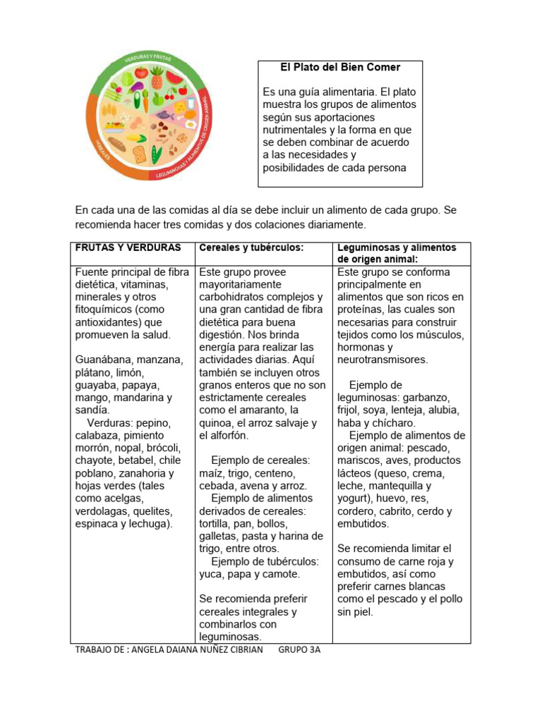 El Plato Del Bien Comer Pdf Alimentos Cereales