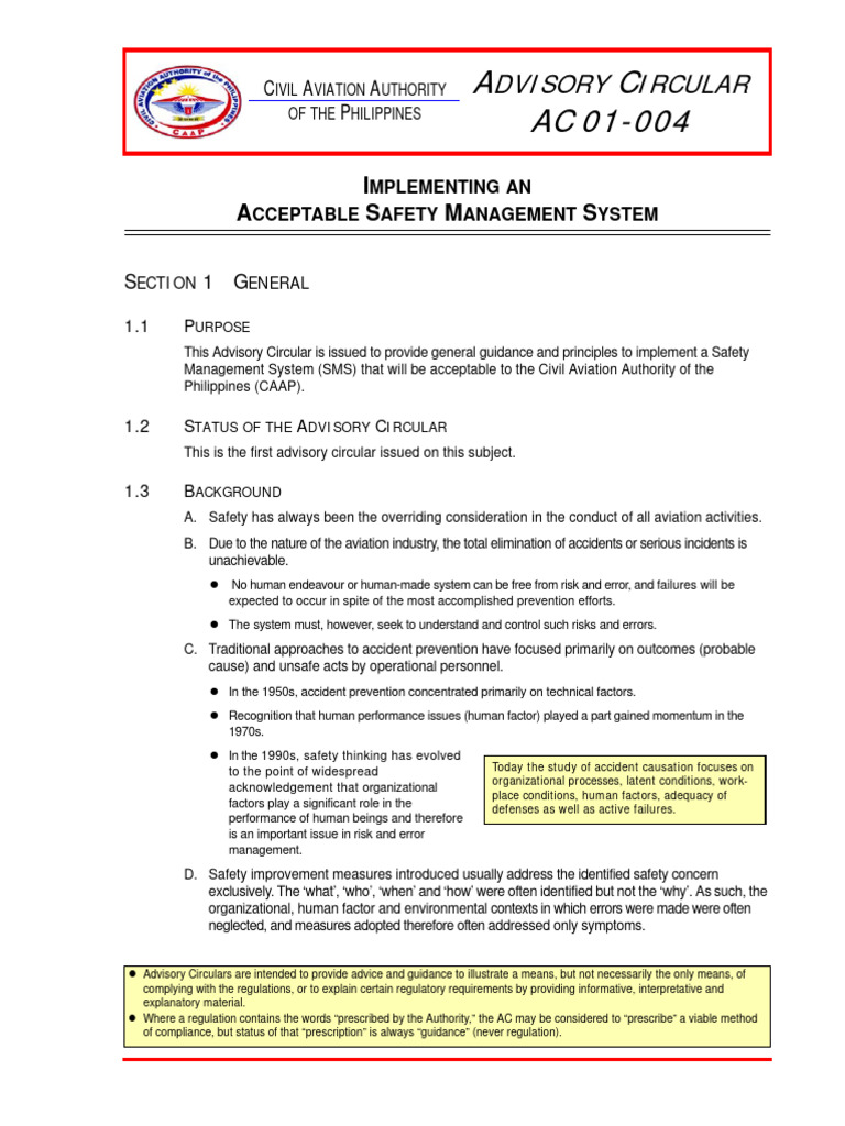 Ac 01-004 Sms System Caap A2011 | PDF | Risk | Safety