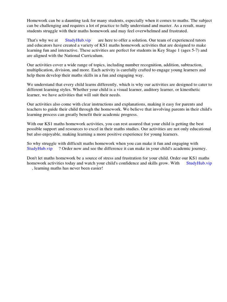 Ks1 Maths Homework Activities | PDF | Worksheet | Learning