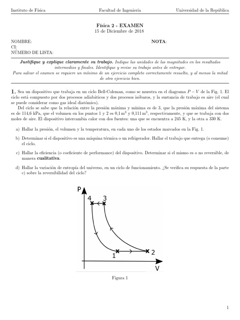 Ex Dic 2018 | PDF | Temperatura | Presión