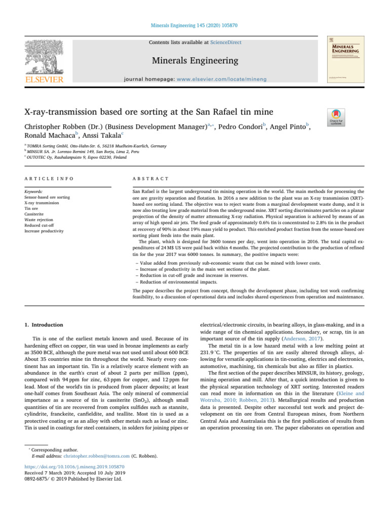 X_ray_transmission_based_ore_sorting_at | PDF | Tin | Metals
