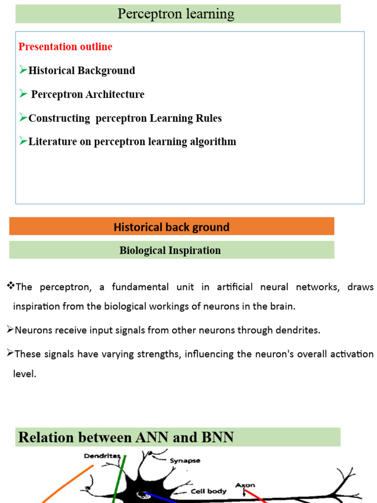 Perceptron Learning Overview and Architecture | PDF | Artificial Neural ...