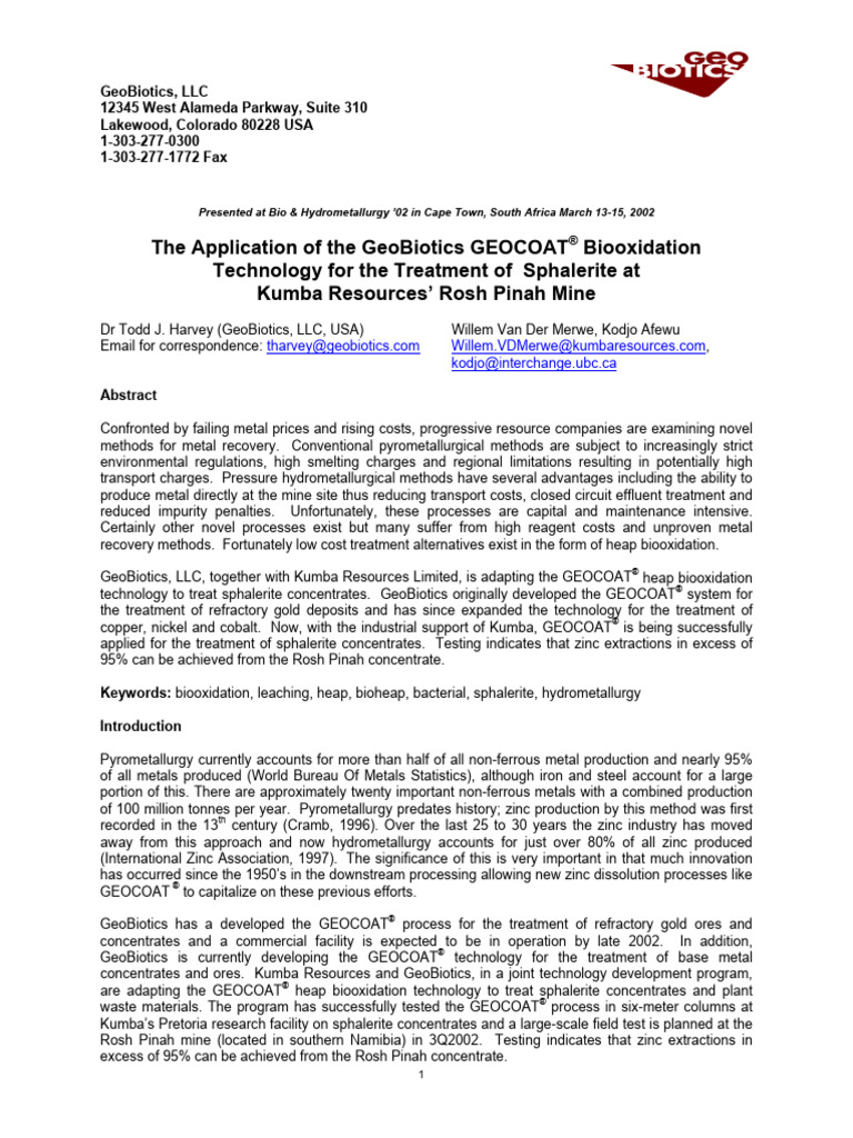 Application Geocoat Biox | PDF | Metals | Zinc