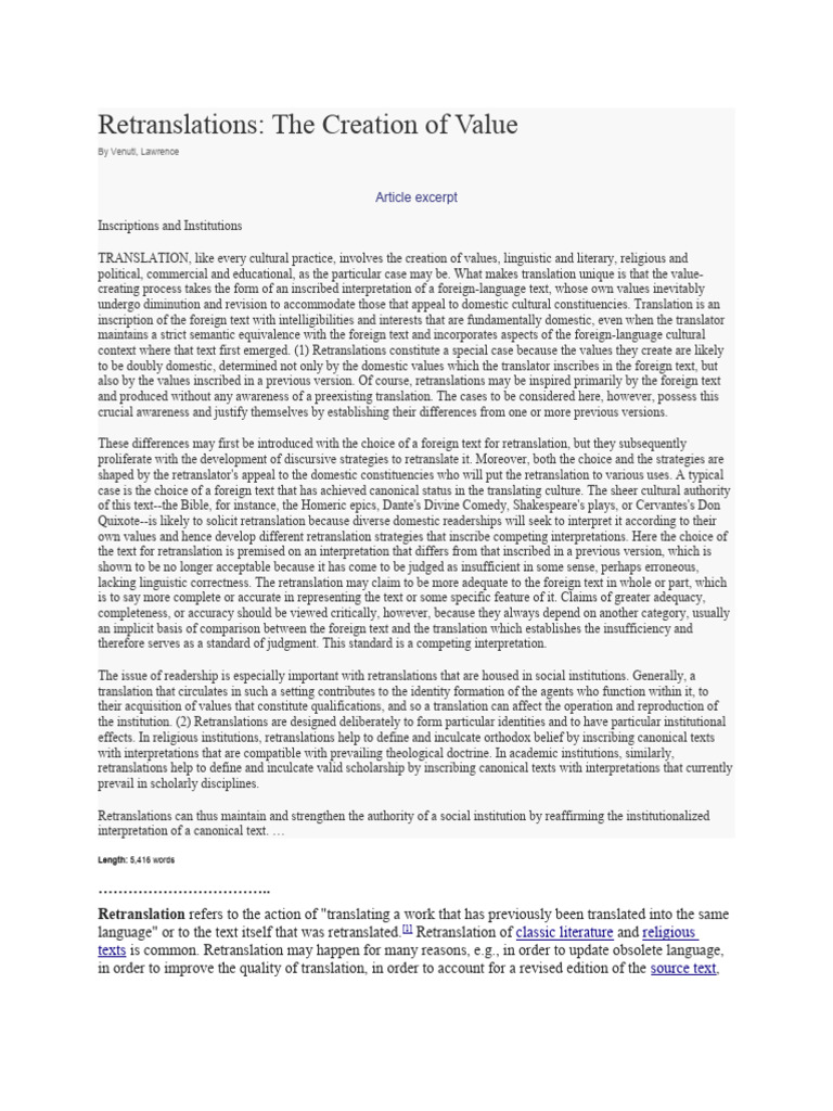Retranslation materials | PDF | Translations | Interpretation (Philosophy)