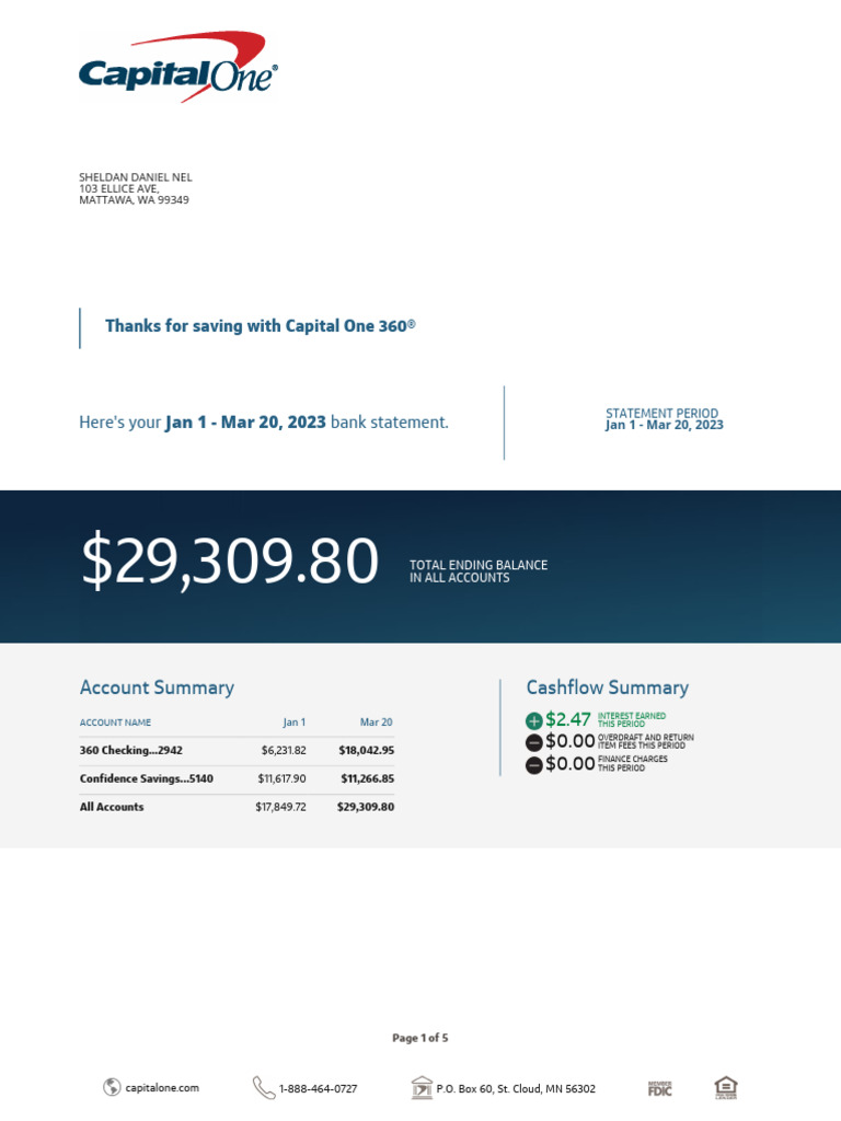 January 2023 Capitol One | PDF | Debit Card | Transaction Account